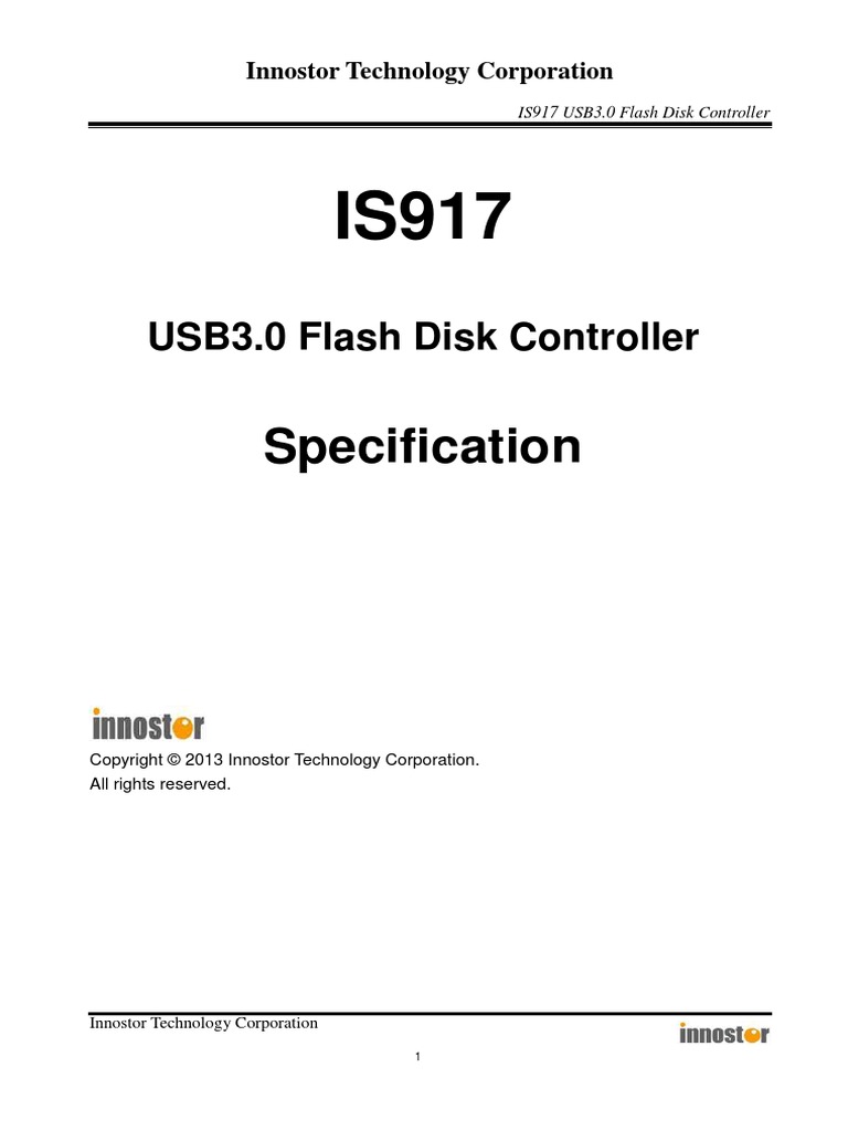 Innostor IS917 Specification | PDF | Flash Memory | Usb
