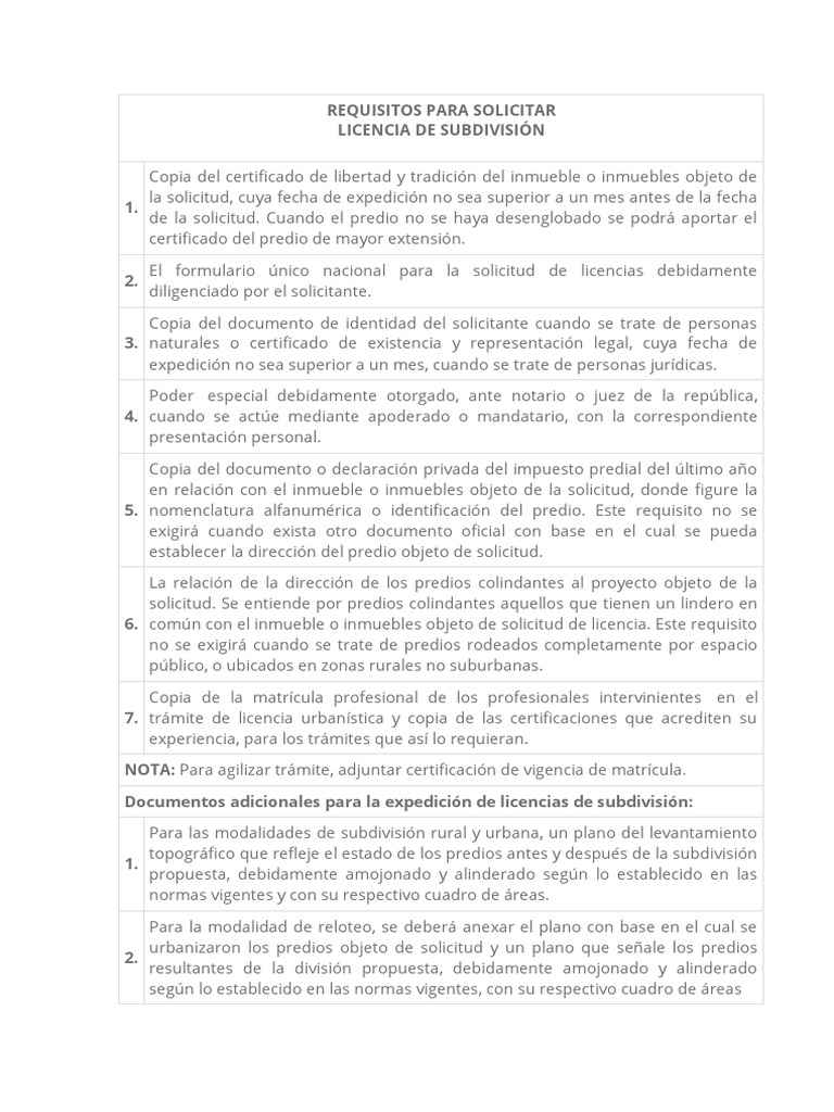 Requisitos para Solicitar Subdivisión-CURADURIA | PDF | Justicia | Crimen y violencia