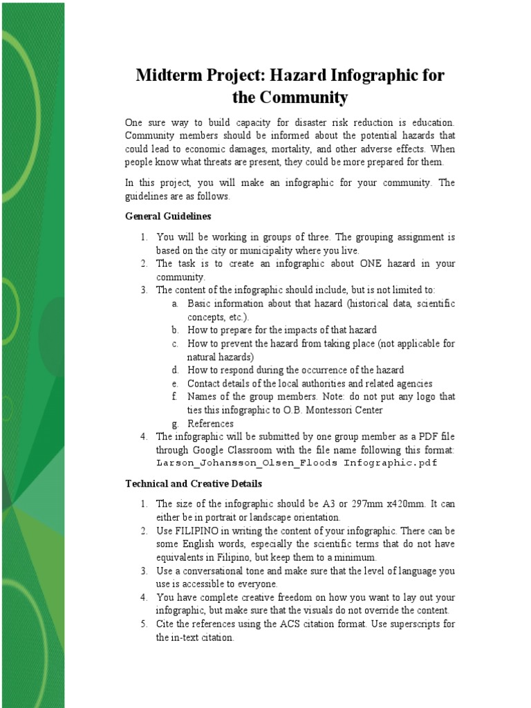 Midterm Project Guidelines and Rubrics | PDF | Hazards | Infographics