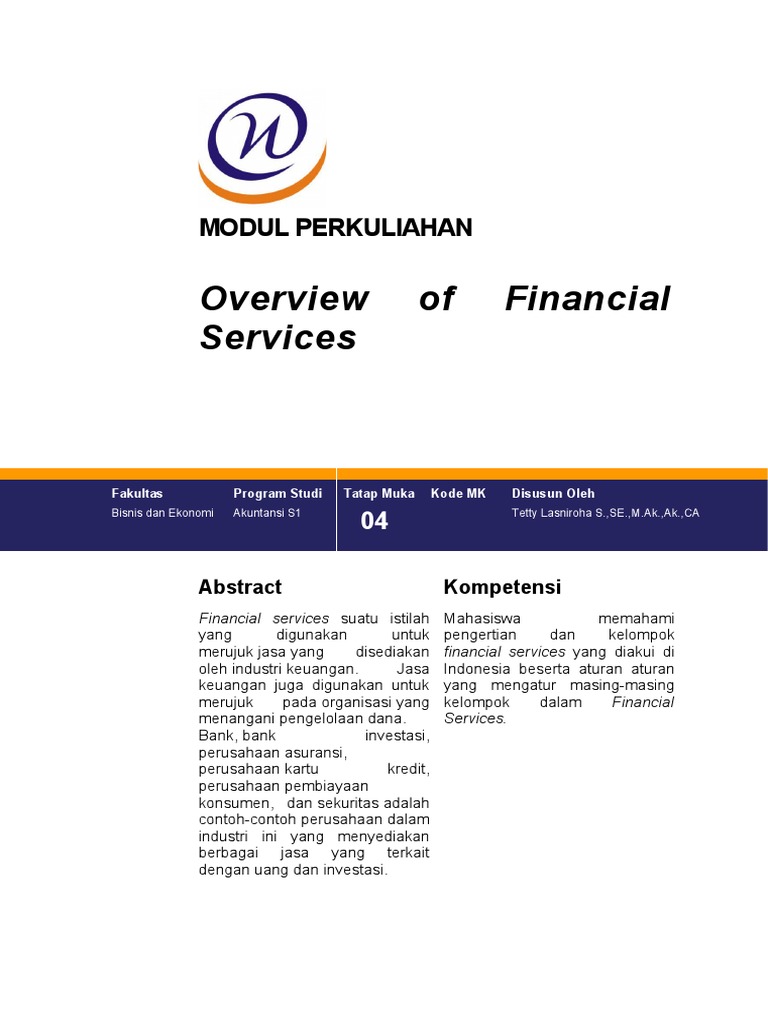 MODUL 4 - Overview of Financial Services | PDF