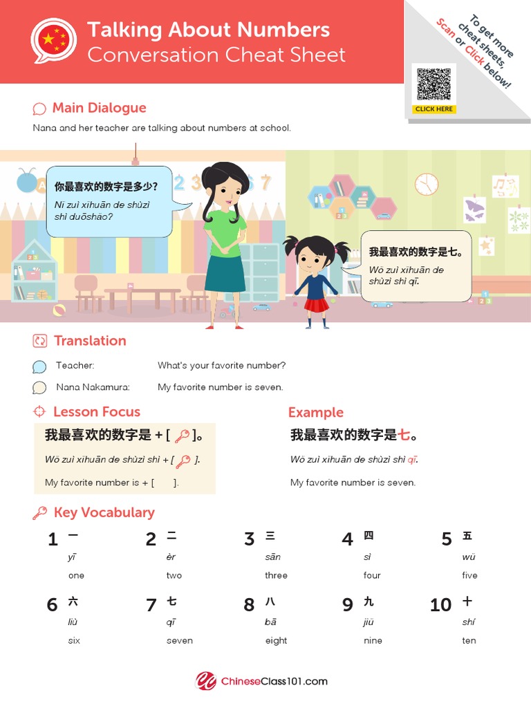 Talking About Numbers Conversation Cheat Sheet: Main Dialogue | PDF