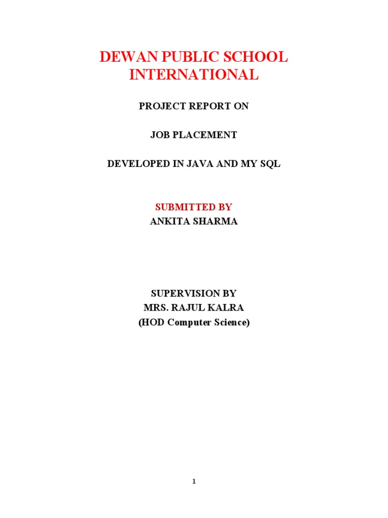 Dewan Public School International: Project Report On Job Placement ...
