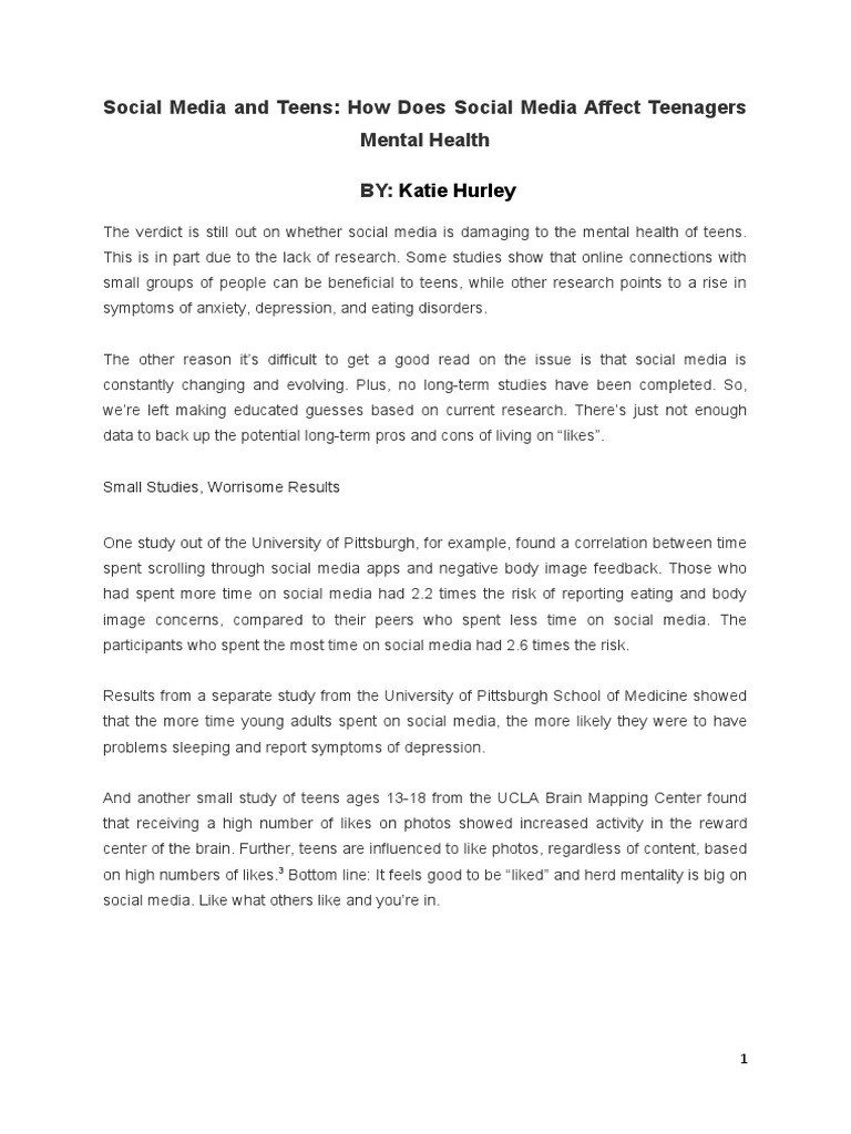 Social Media and Teens: How Does Social Media Affect Teenagers Mental ...