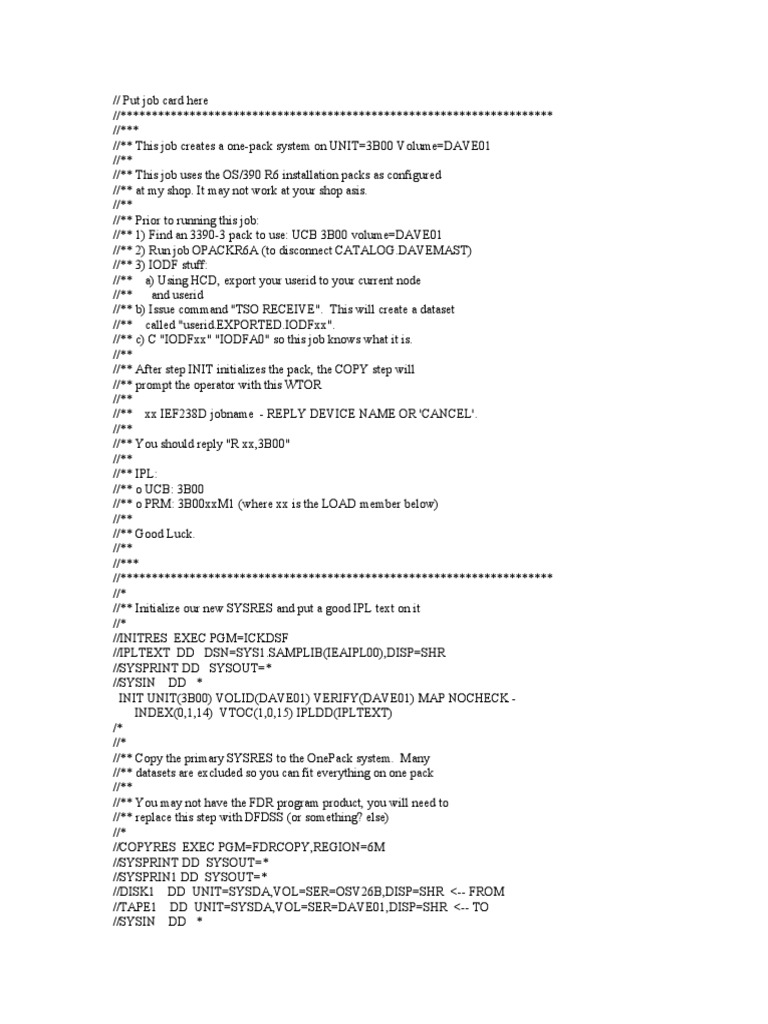 JCL To Move Datasets Into One IPL Volume | PDF | Utility Software ...