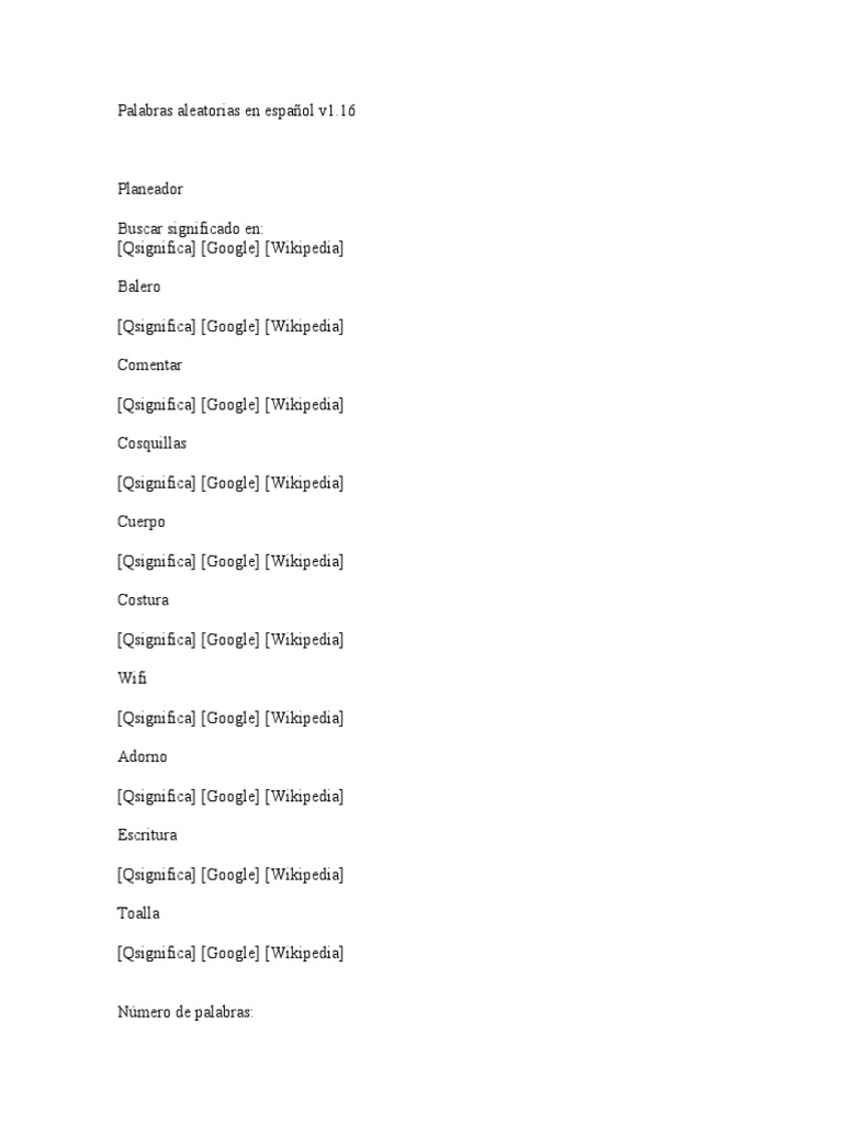 Palabras Aleatorias en Español (Vol. 1) | PDF