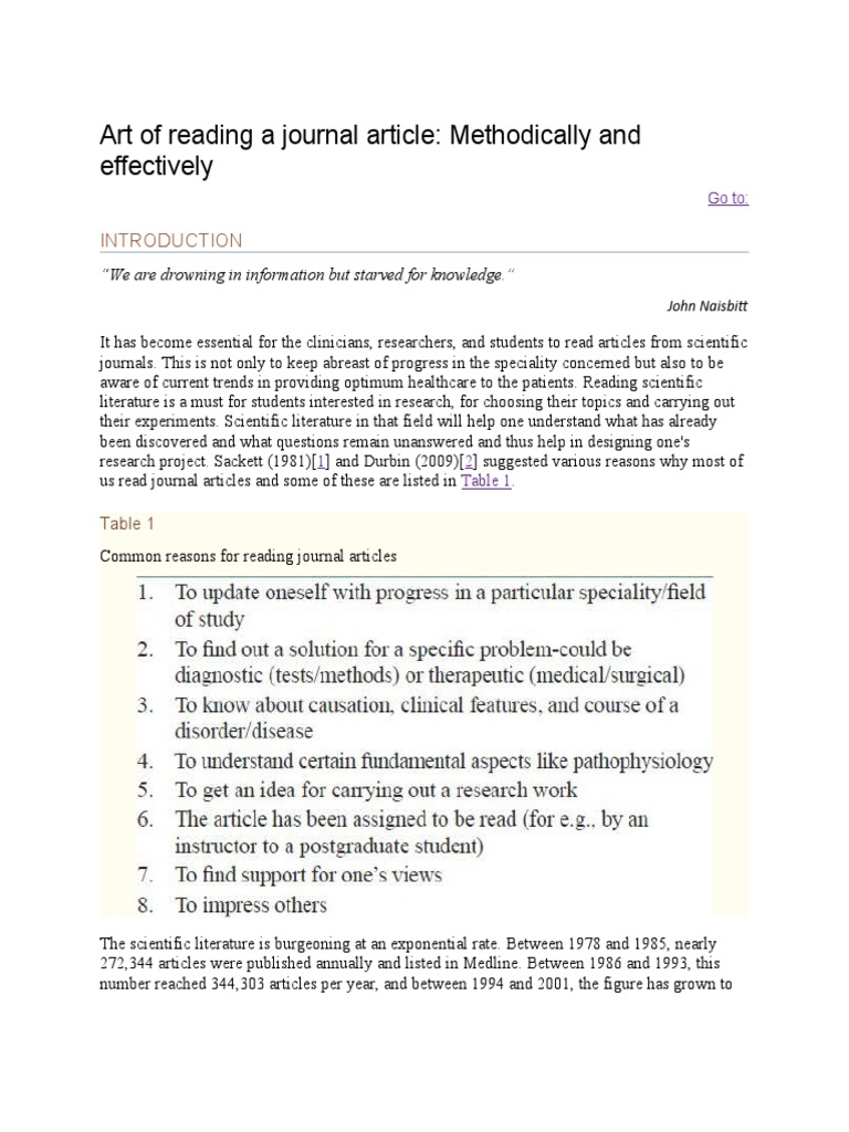 Effective Strategies for Reading Journal Articles | PDF | Statistical ...