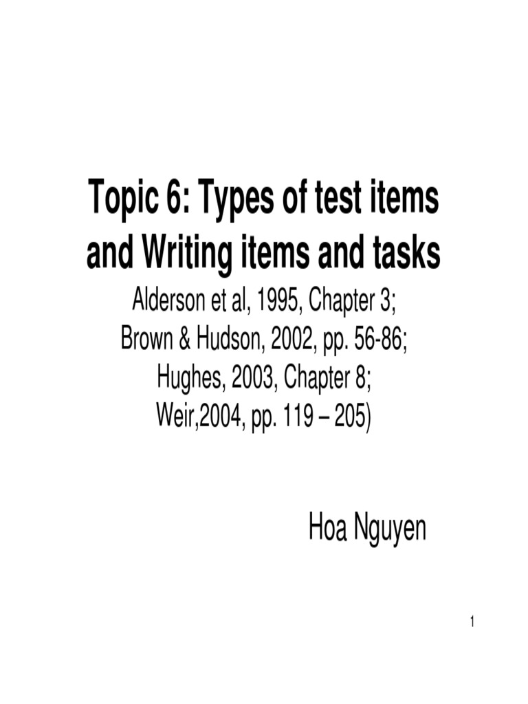 Types of Test Items and Their Evaluation | PDF | Educational Psychology ...