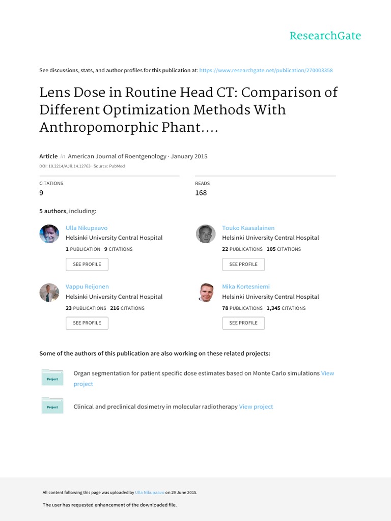 Lens Dose in Routine Head CT | PDF | Ct Scan | Absorbed Dose