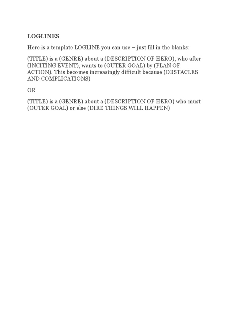 Logline Templates | PDF