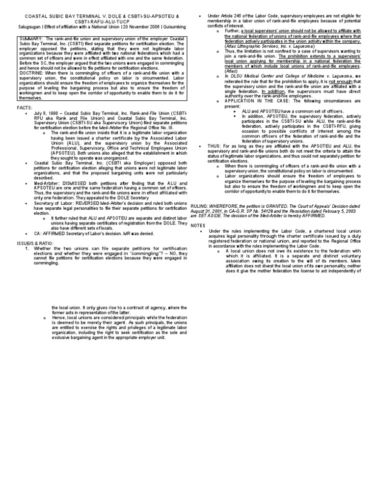 36 Coastal Subic Bay Terminal v. Dole & Csbti-su-Apsoteu & Csbti-rafu ...