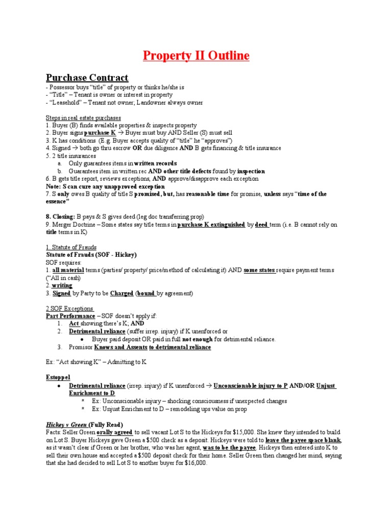 My Property II Outline | PDF | Easement | Mortgage Law