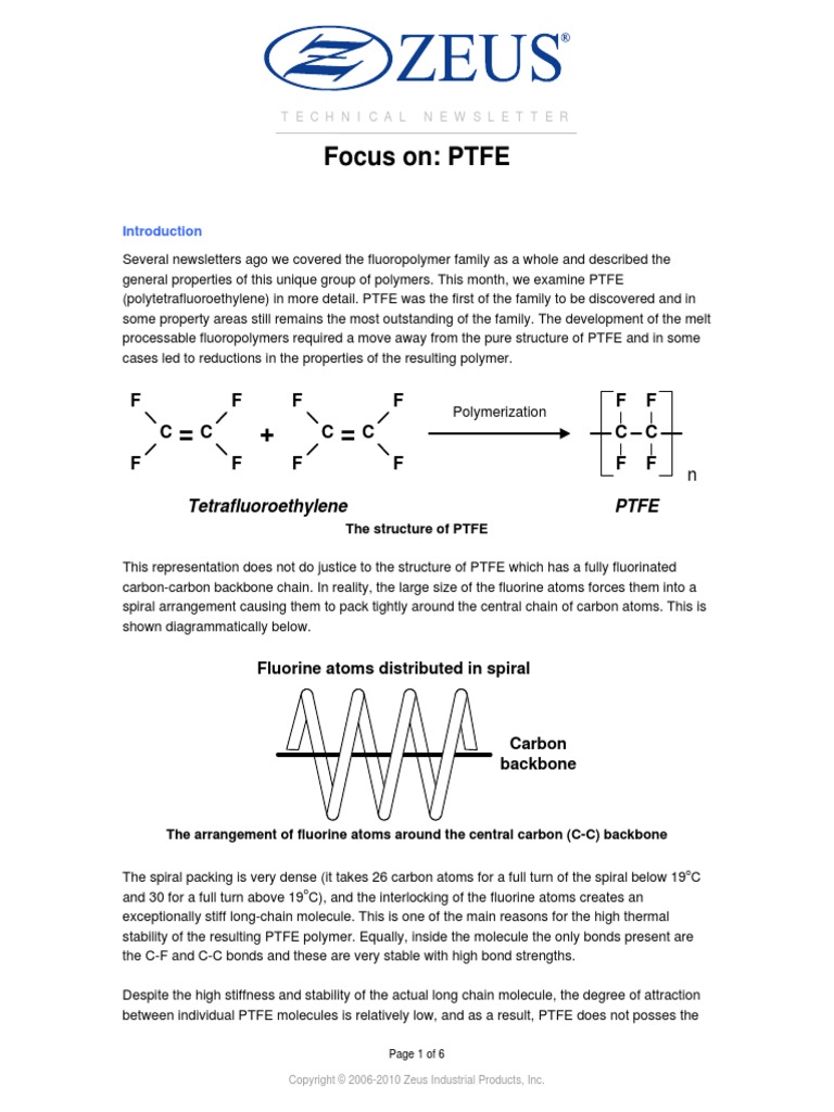 Zeus FocusPTFE | PDF | Extrusion | Pipe (Fluid Conveyance)