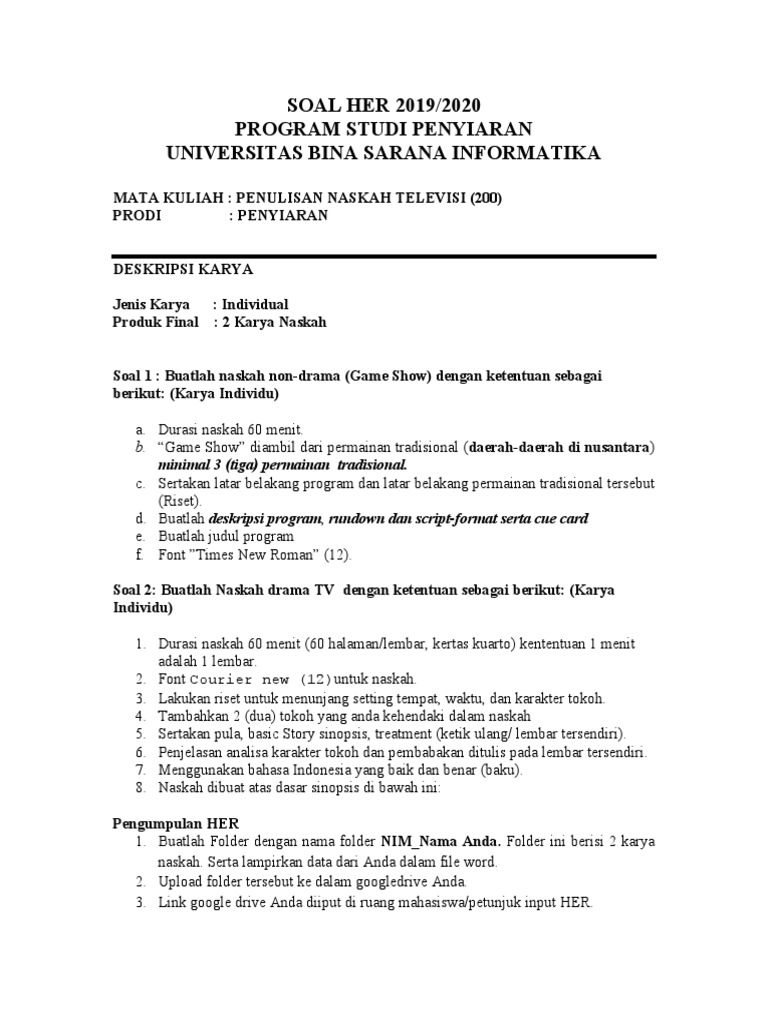 Naskah Game Show dan Drama TV 2020 | PDF