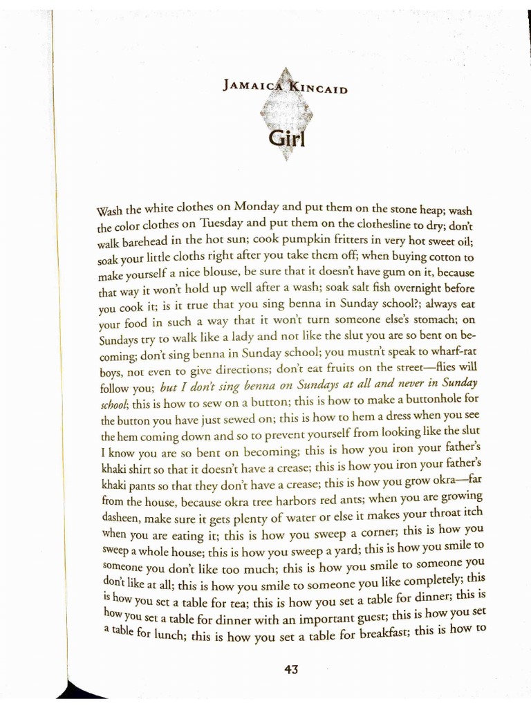 Girl-Jamaica Kincaid 1 | PDF