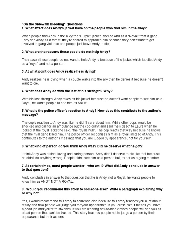 On The Sidewalk Bleeding | PDF