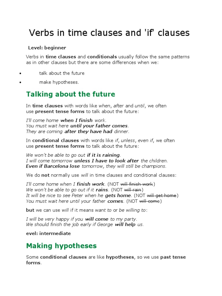 Verbs in Time Clauses and | PDF | Grammatical Tense | Syntax