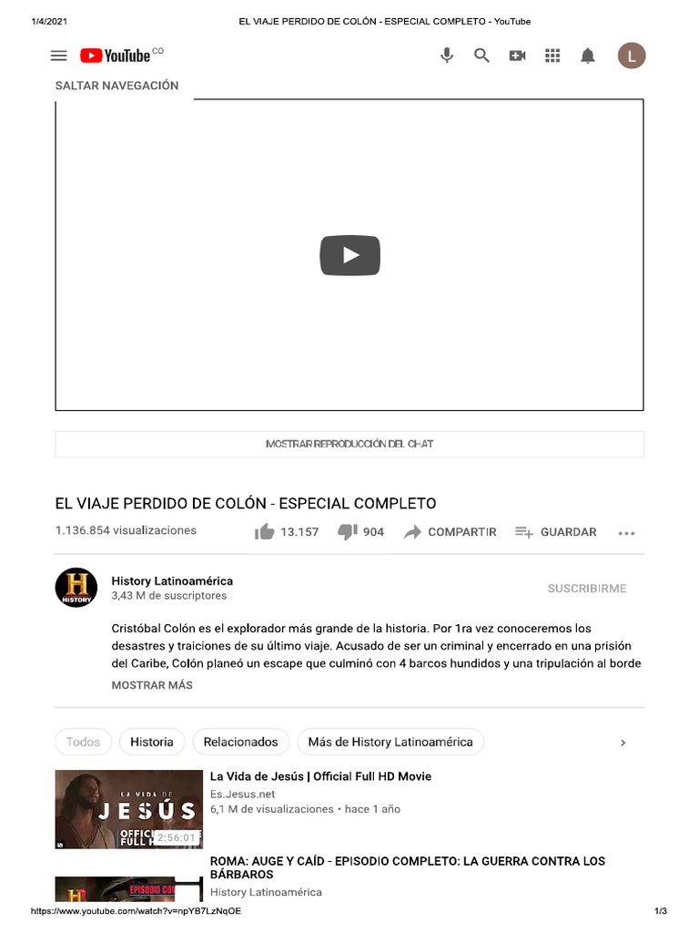 El Viaje Perdido de Colón - Especial Completo - Youtube | PDF