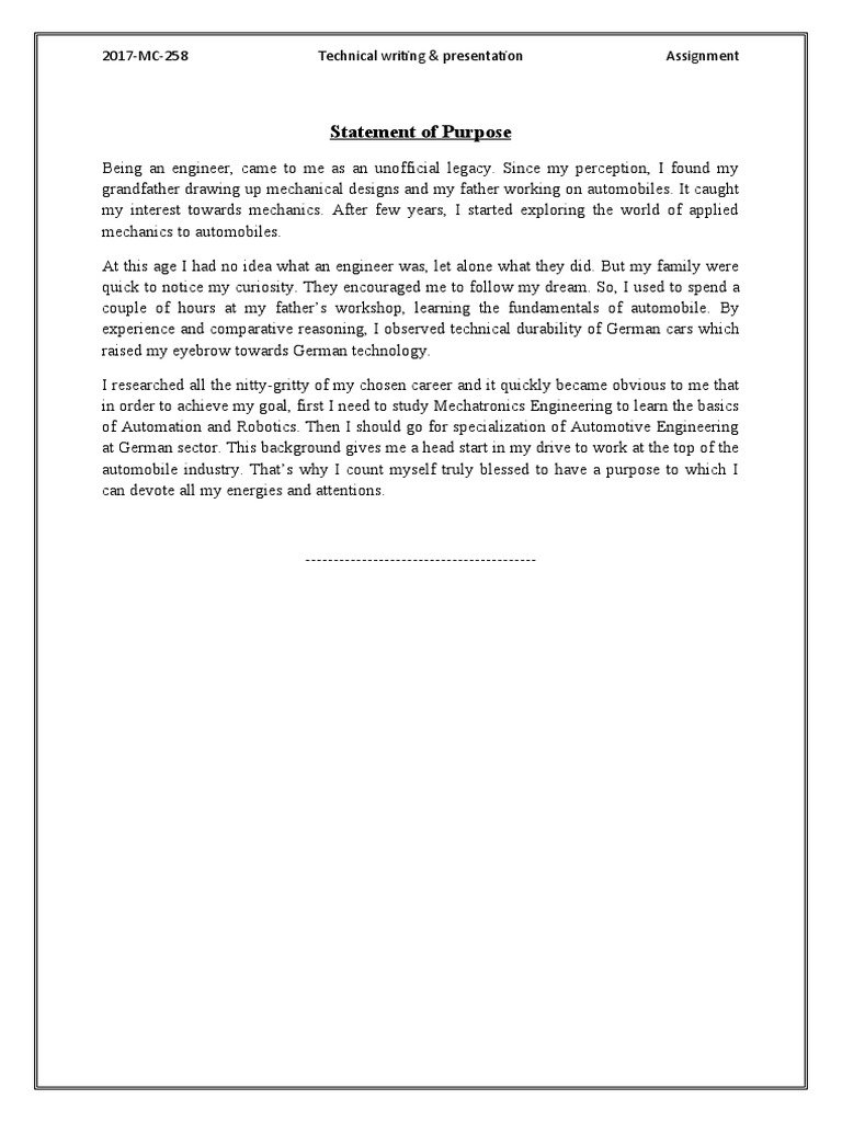Personal Statement of Automotive Engineer | PDF | Technology & Engineering