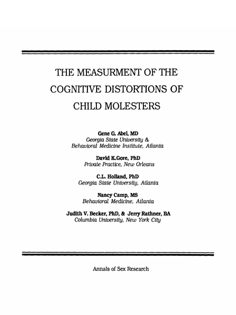 The Measurment Ofthe Cognitive Distortions of Child Molesters | PDF ...