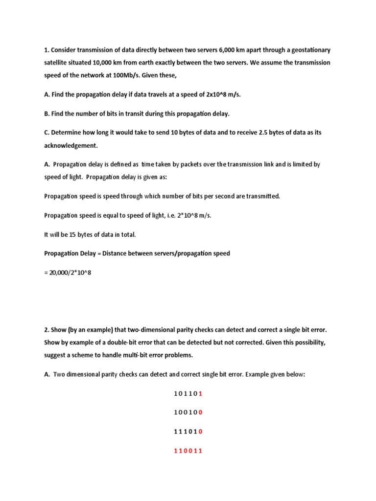 Computer Network Answers | PDF | Error Detection And Correction | Computer Network
