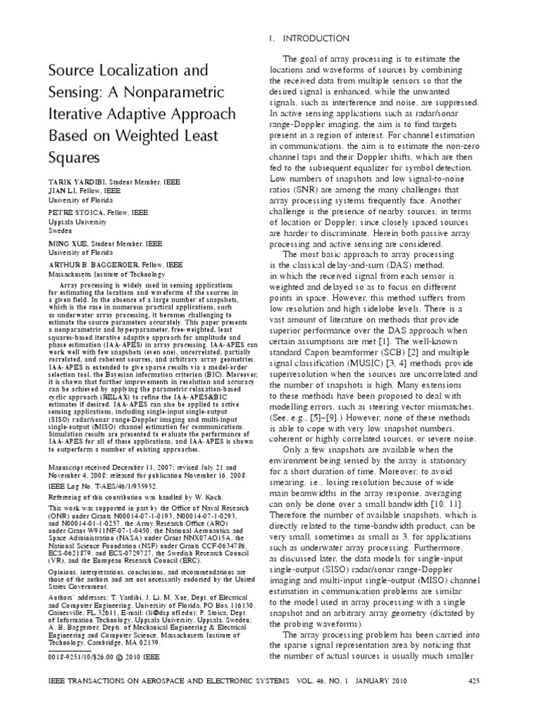 Source Localization And Sensing A Nonparametric Iterative Adaptive Approach Based On Weighted