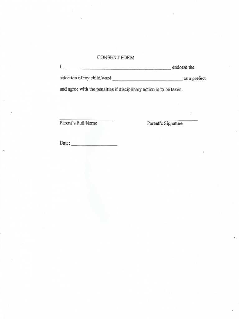 Prefect Consent Form 2020 | PDF