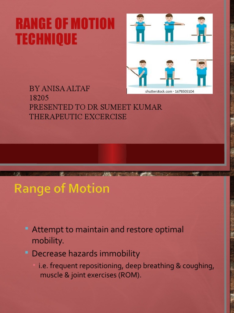 Range of Motion Technique: by Anisa Altaf 18205 Presented To DR Sumeet ...