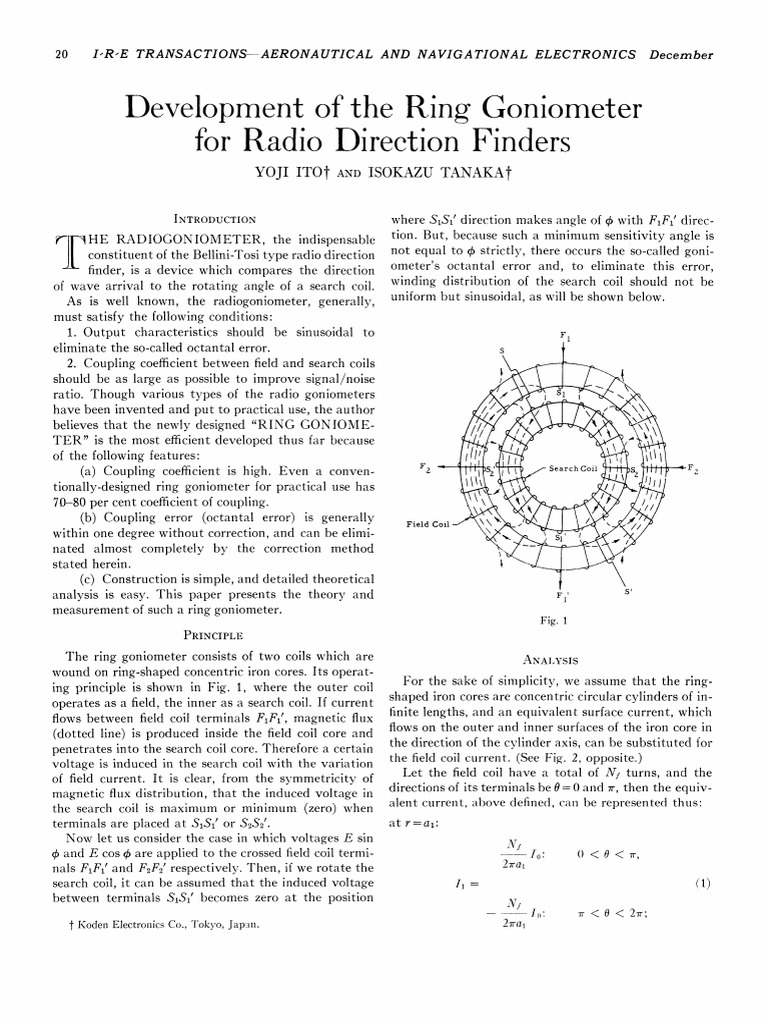 Development of The Ring Goniometer For Radio Direction Finders-lJd ...