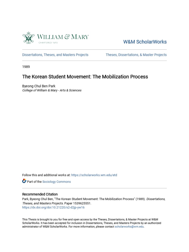 The Korean Student Movement: The Mobilization Process The Korean ...