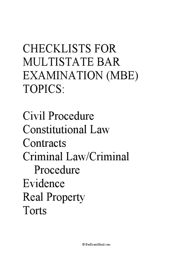 MBE Checklists | PDF | Easement | Covenant (Law)