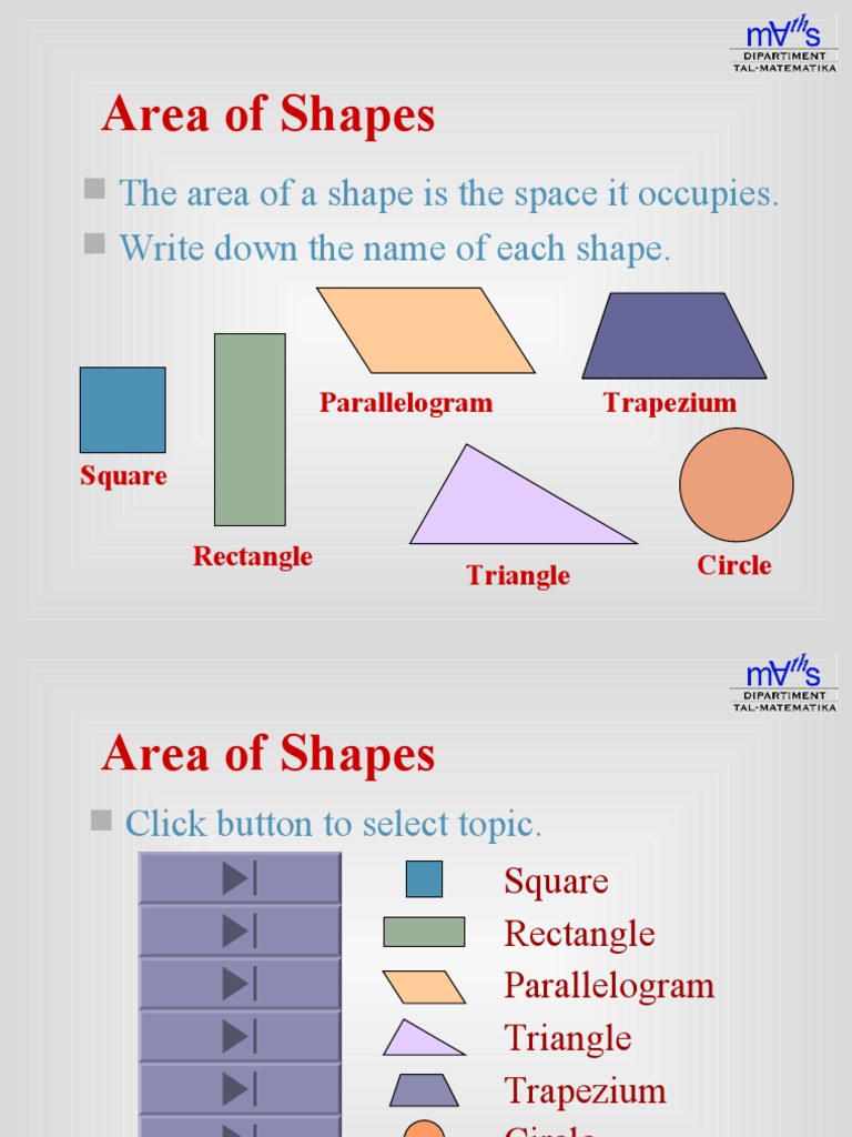 Area of Shapes | PDF | Area | Geometric Shapes