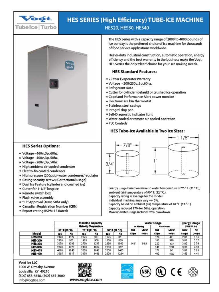 HES Series Tube Ice Machine Overview | PDF | Ice | Helium