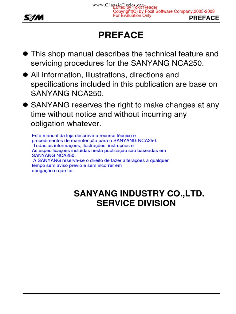 Manual de Serviço SYM 250 (FYM 250) | PDF | Carburetor | Ignition System