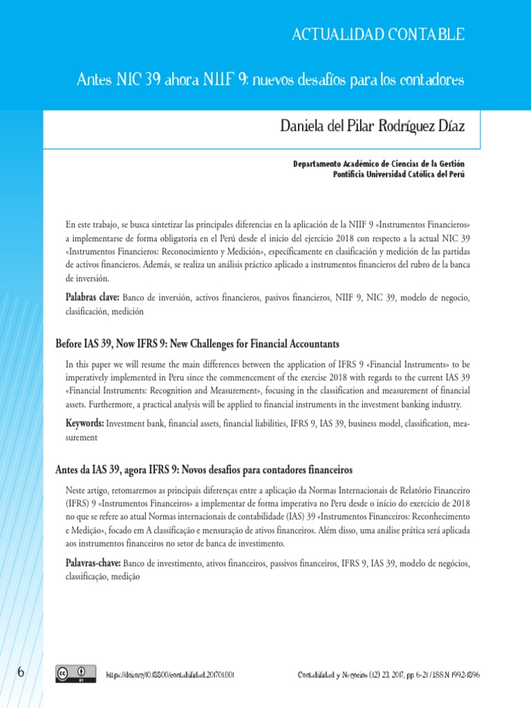 NIIF 9 vs NIC 39: Cambios en Activos Financieros | PDF | normas ...