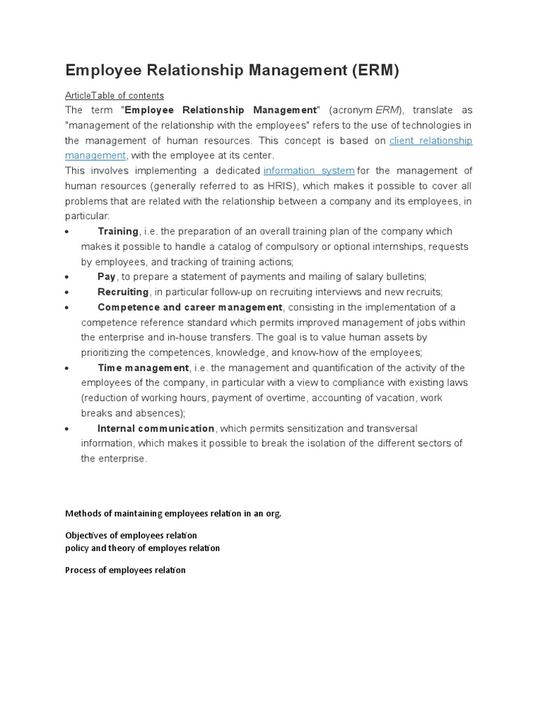 Employee Relationship Management | PDF