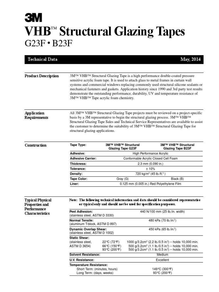3M VHB Window Tape G23 | PDF | Strength Of Materials | Materials