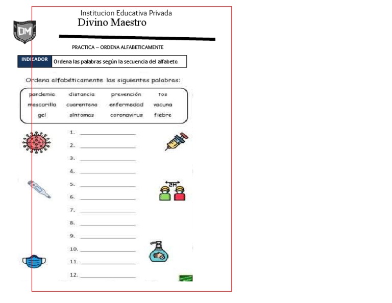 Práctica de Orden Alfabético para Niños | PDF
