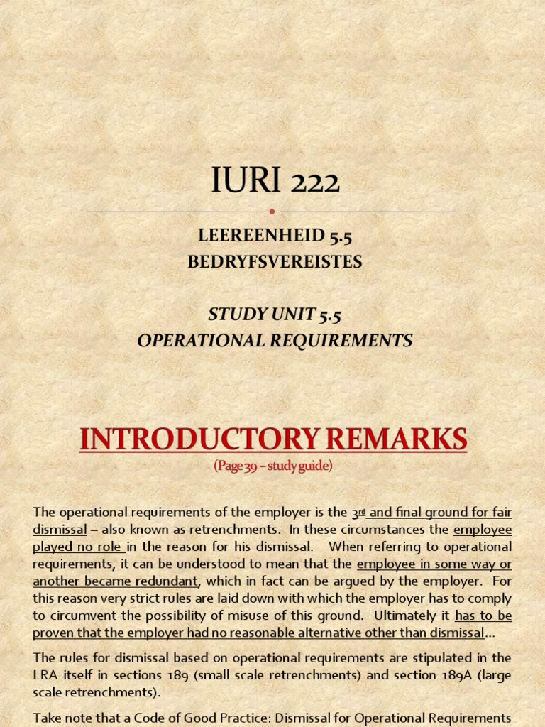 Unit 5.5 - Operational Requirements | PDF | Employment | Labor