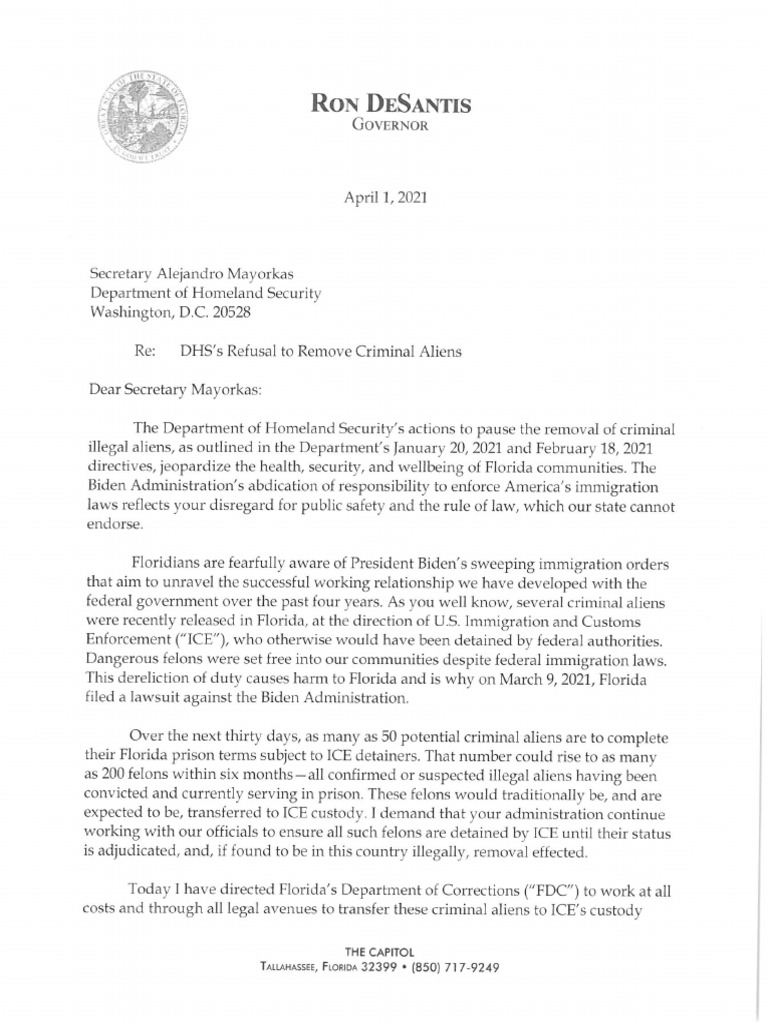 Letter To Secretary Alejandro Mayorkas DHS | PDF