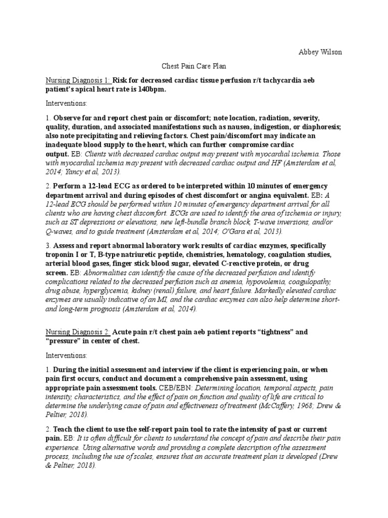 Chest Pain Care Plan | PDF | Pain | Heart