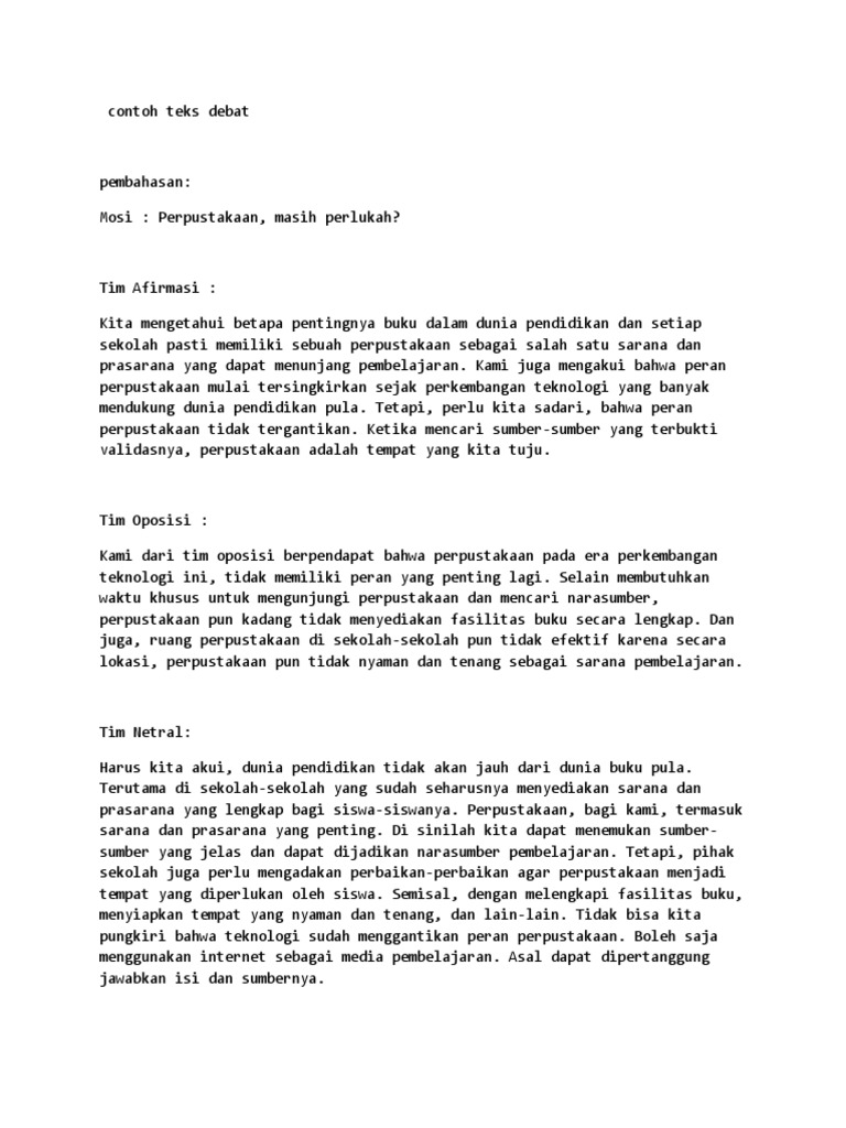 Contoh Teks Debat | PDF