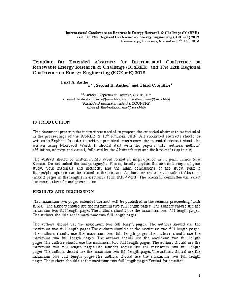 Icorer2019 Abstract Template | PDF | Abstract (Summary) | Nature