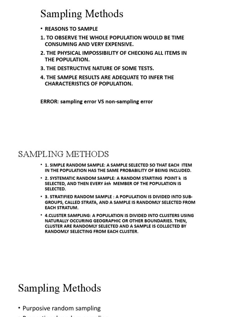 Sampling Methods | PDF | Sampling (Statistics) | Confidence Interval