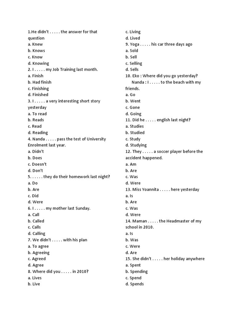 Past Tense Advance | PDF