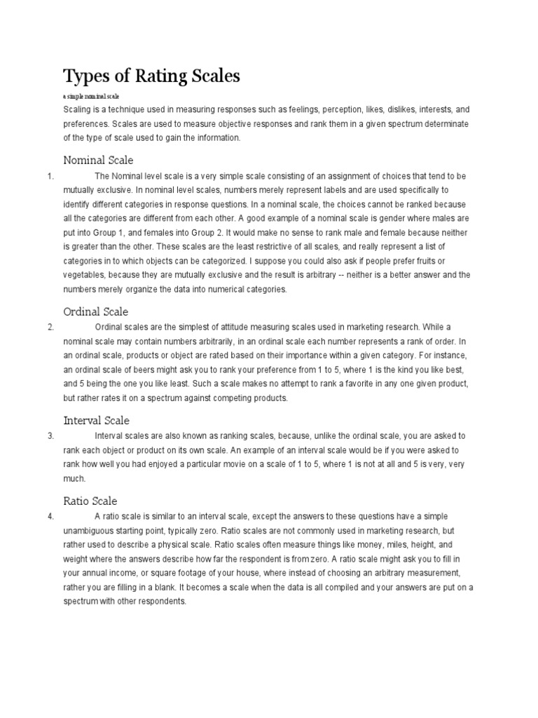 Types of Rating Scales | PDF | Level Of Measurement | Cognition