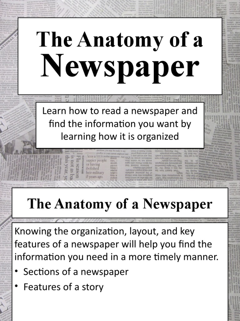 Anatomy of A Newspaper | PDF | Newspapers | News