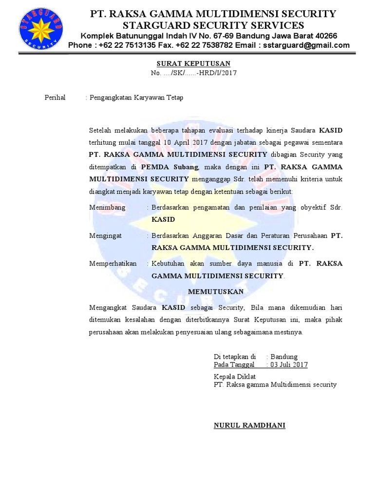 4 Download Contoh Surat Keputusan SK Pengangkatan Pegawai Tetap ...