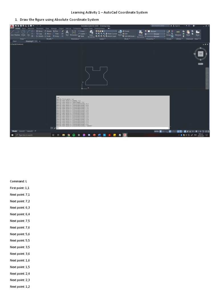 AutoCAD Coordinate System Basics | PDF | Teaching Methods & Materials