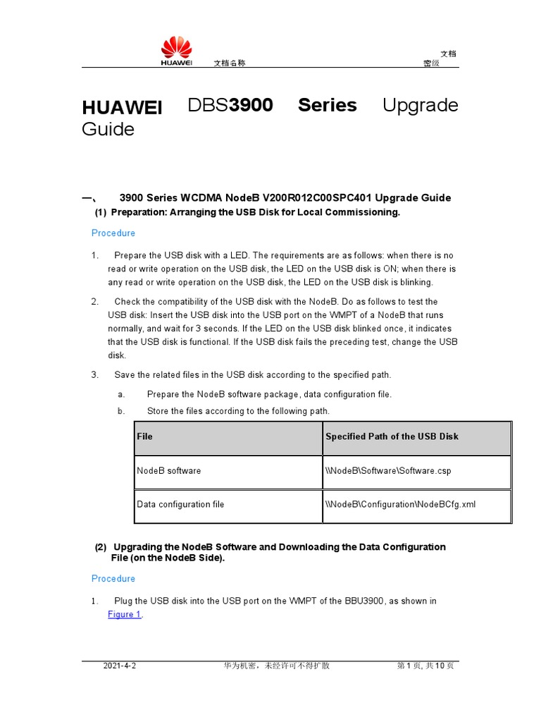 HUAWEI DBS3900 Series Upgrade Guide | PDF | Usb Flash Drive | Ip Address
