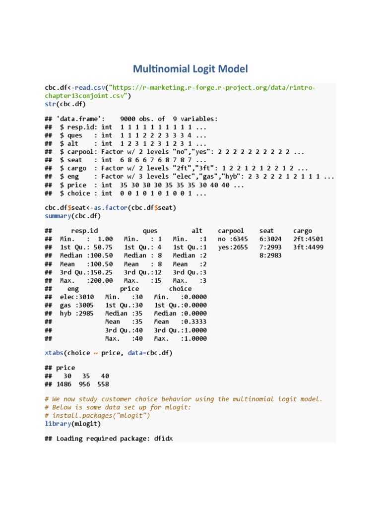 Multinomial Logit | PDF | Logistic Regression | Statistical Inference